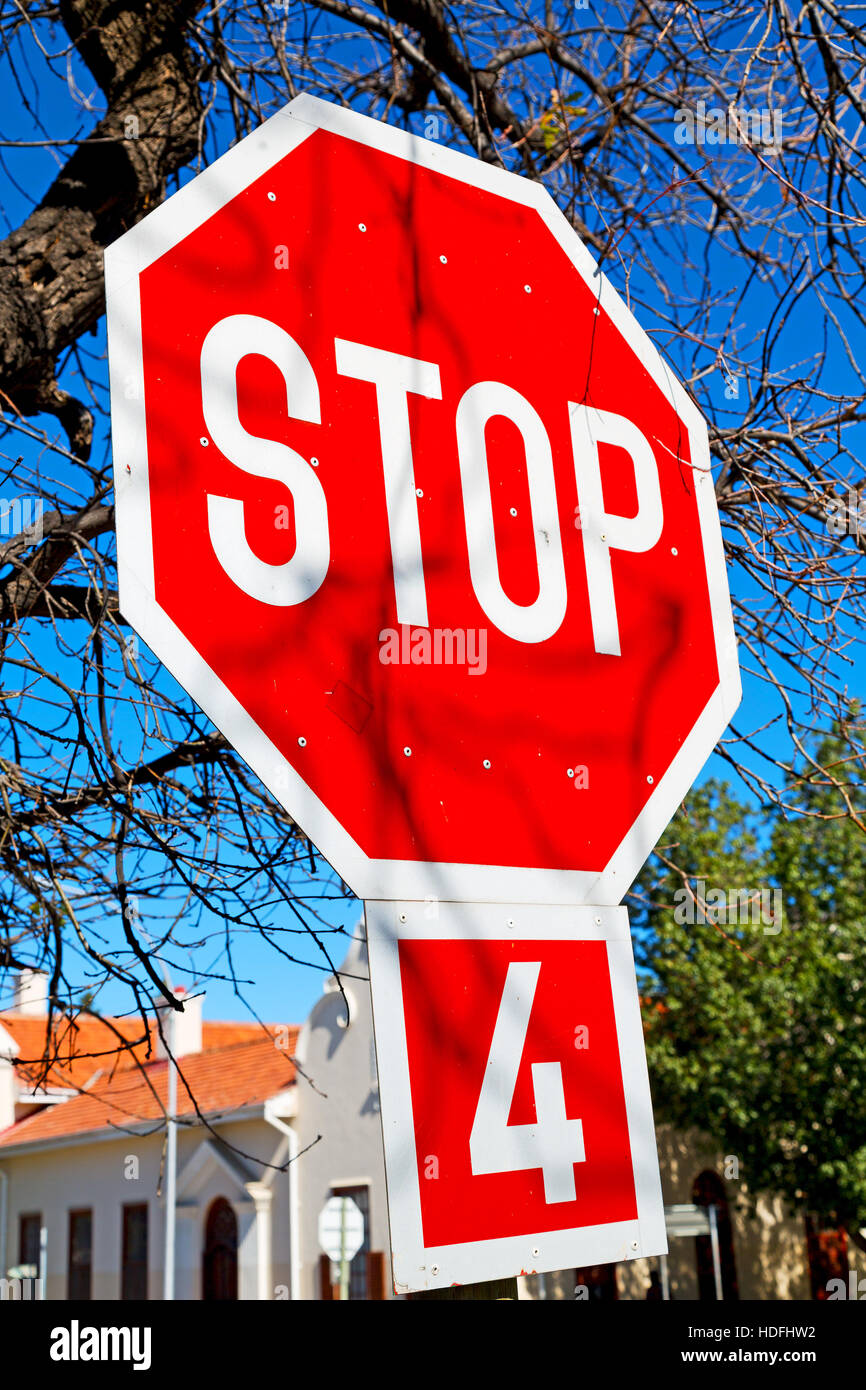 the stop signal write in south africa and sky Stock Photo - Alamy