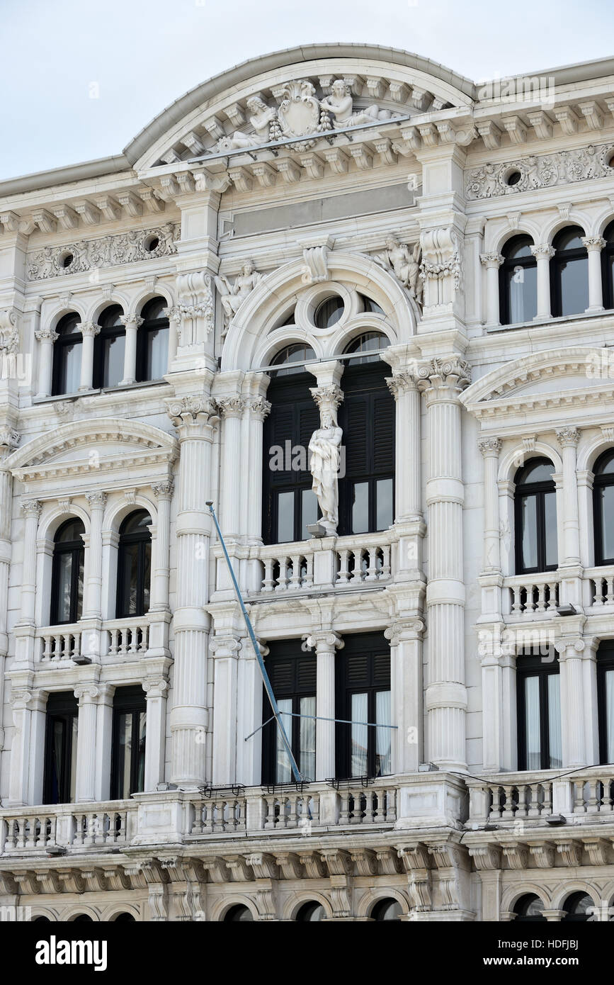 Town hall detail (Comune di Trieste) of Italian seaport Trieste Stock ...