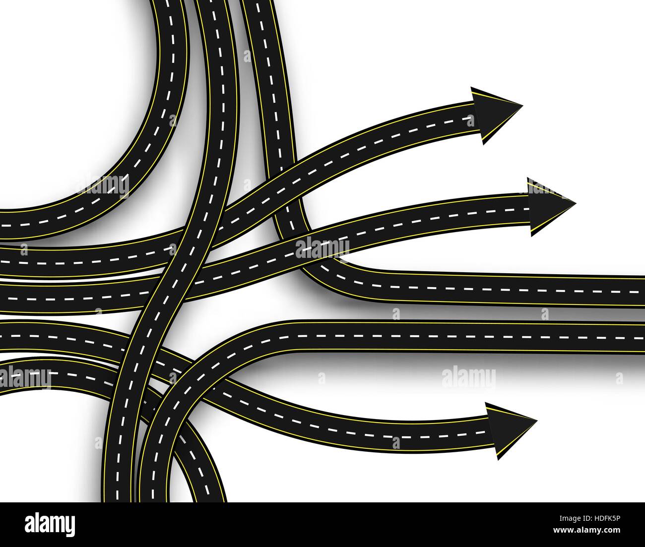 Stylized road junction. Highway with a marking. 3D shadow. The ...