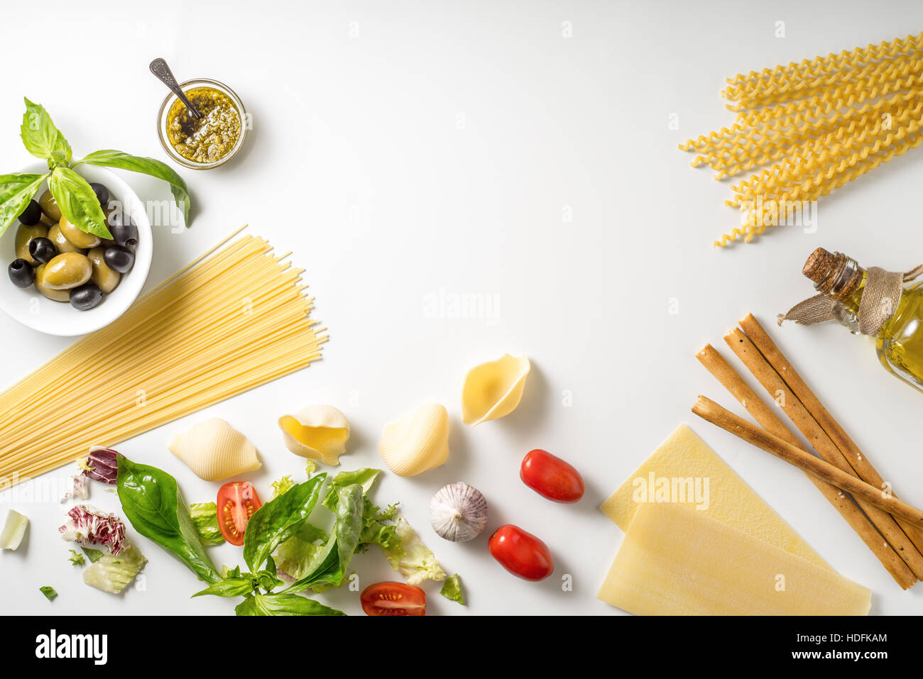 Set of Italian food on the white background Stock Photo - Alamy