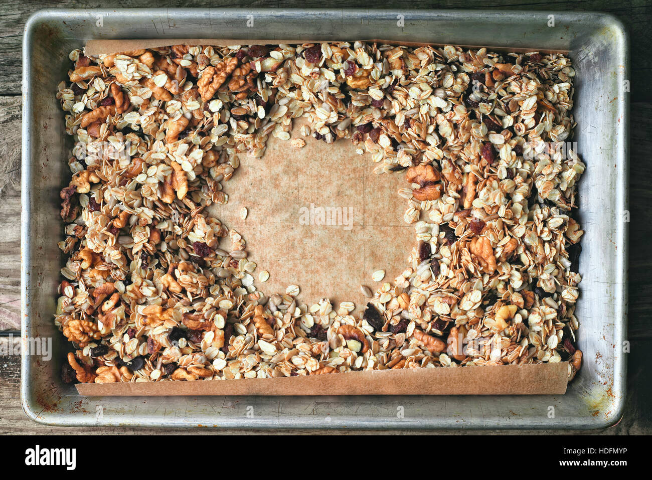 Frame of granola on the baking tray Stock Photo - Alamy