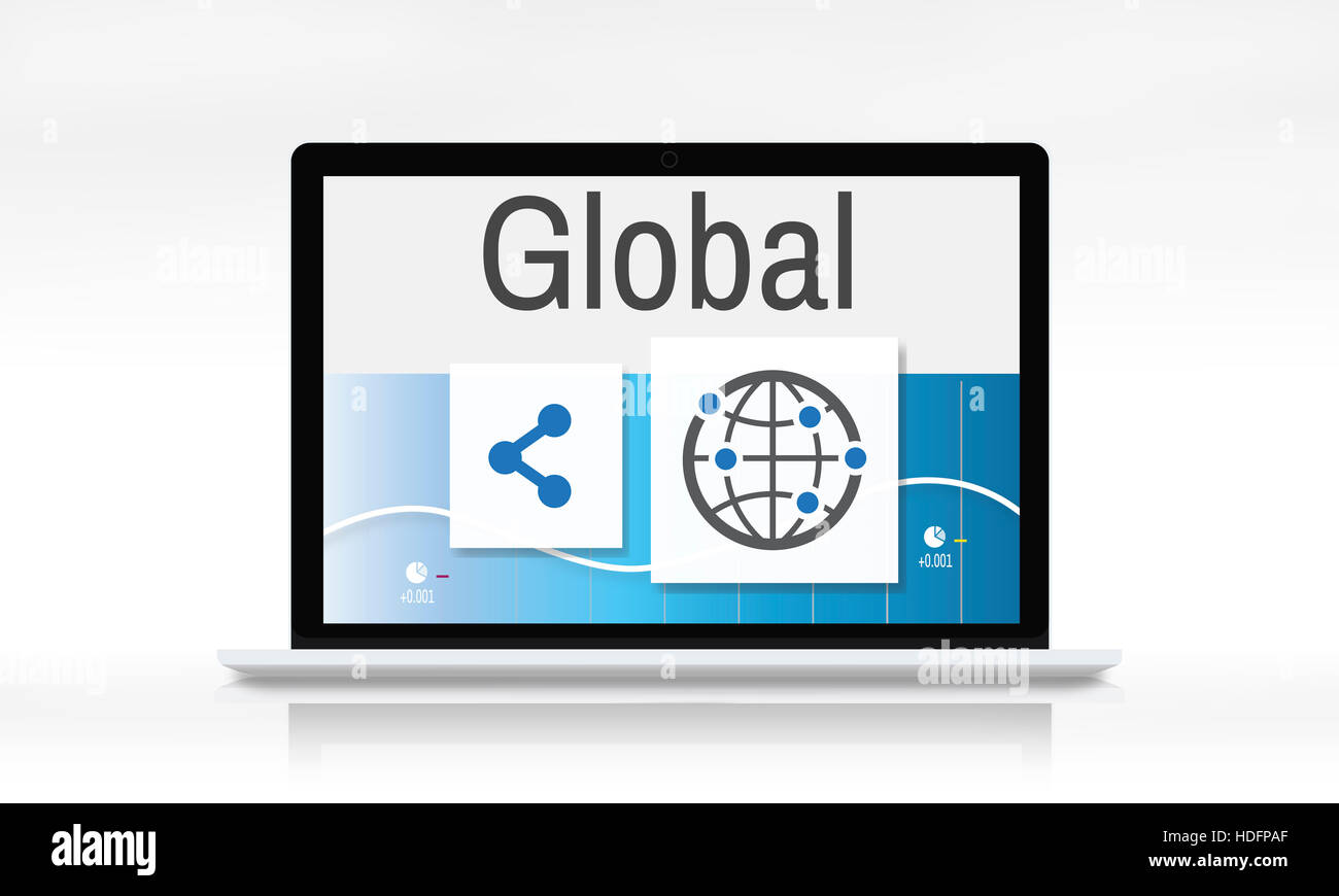 Share Global Icons Network Concept Stock Photo - Alamy