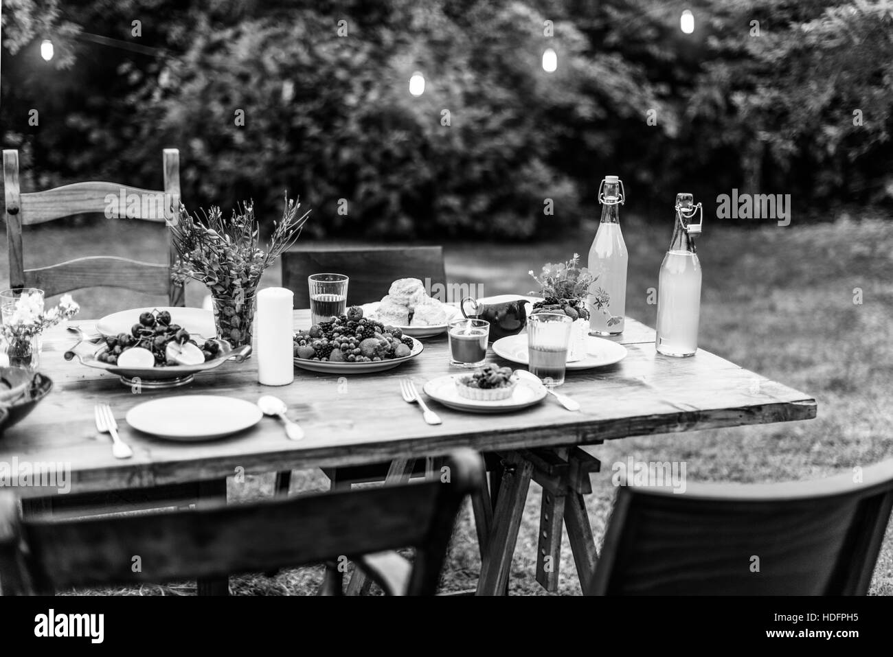 Snack table Black and White Stock Photos & Images - Alamy