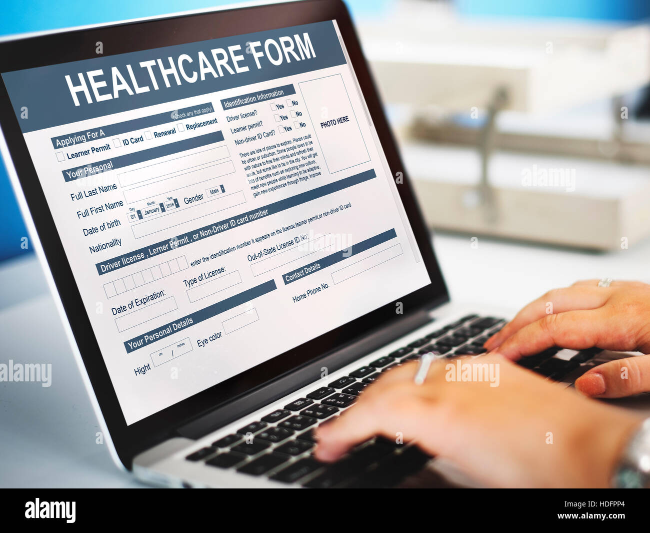 Healthcare Form Medical Application Concept Stock Photo - Alamy