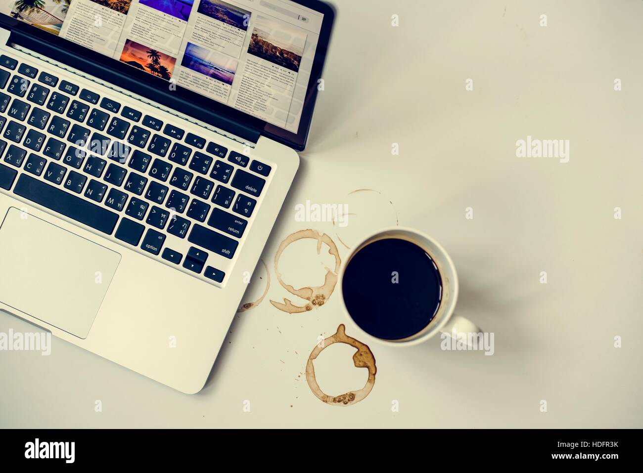 Coffee Americano Espresso Laptop Connection Technology Concept Stock ...