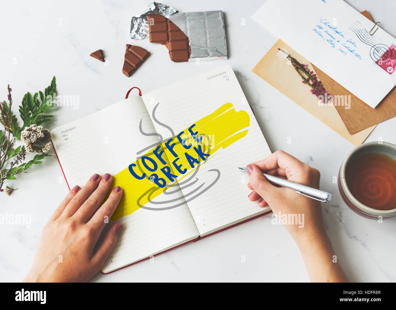 Relax Coffee Break Time Graphic Concept Stock Photo - Alamy