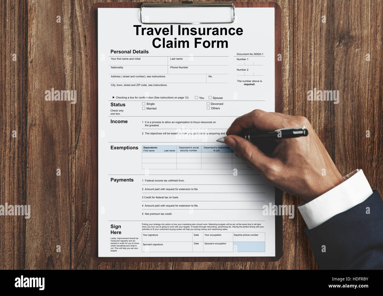 Travel Insurance Claim Form Destination Policy Concept Stock Photo - Alamy