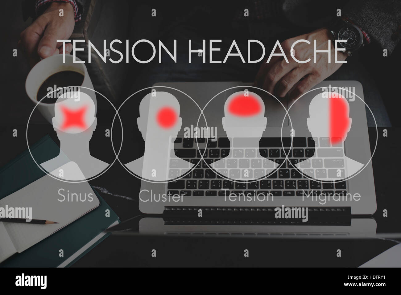 Headache Symptom Migraine Tension Cluster Concept Stock Photo - Alamy