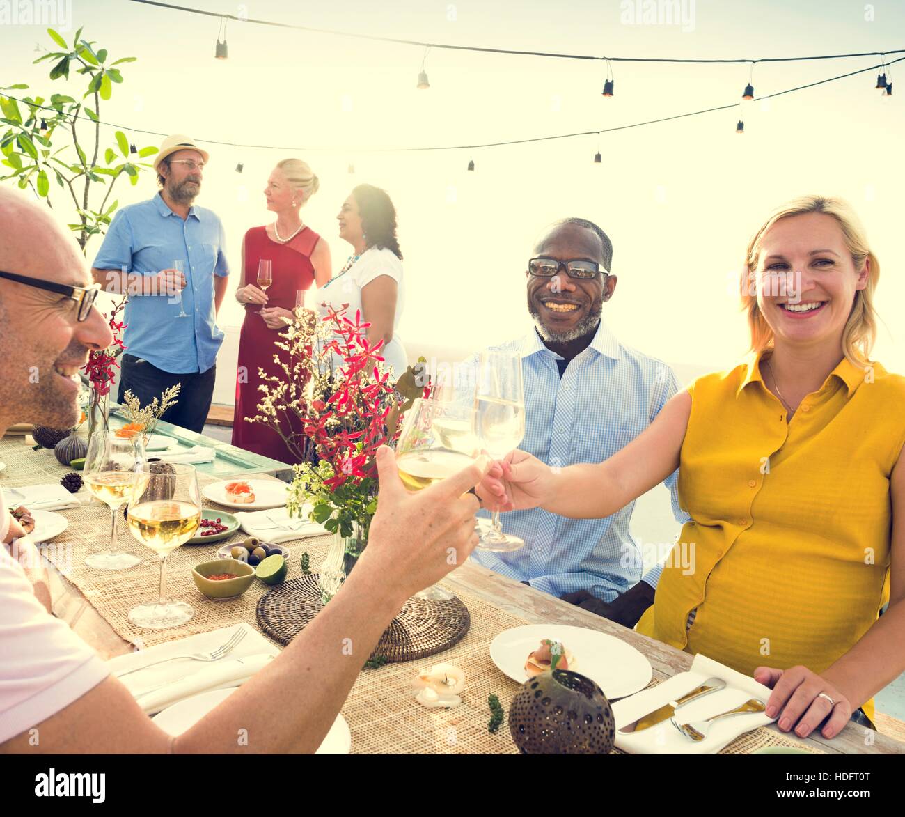Group Of People Dining Concept Stock Photo - Alamy