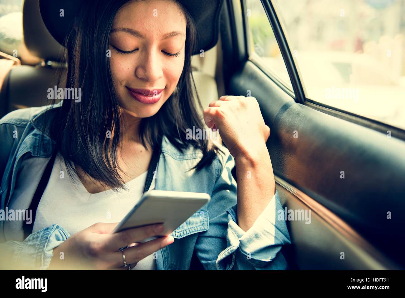 Woman Connecting Smart Phone Browsing Concept Stock Photo - Alamy