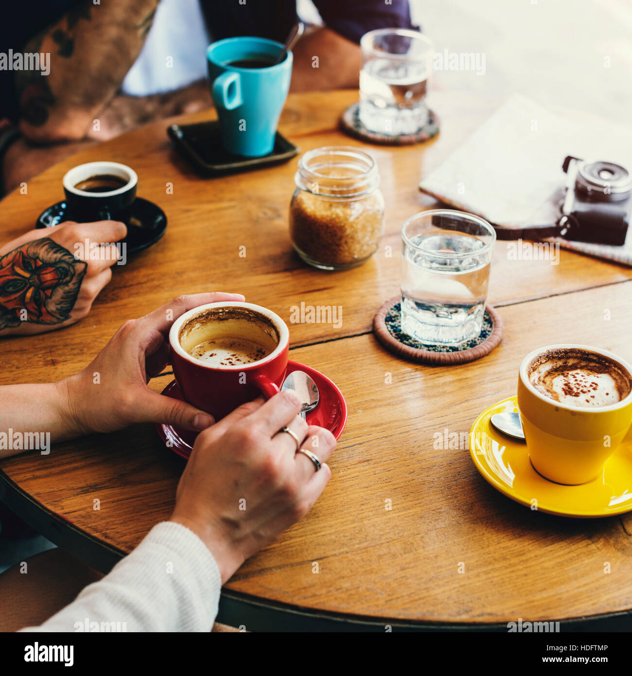 Group Of People Drinking Coffee Concept Stock Photo - Alamy