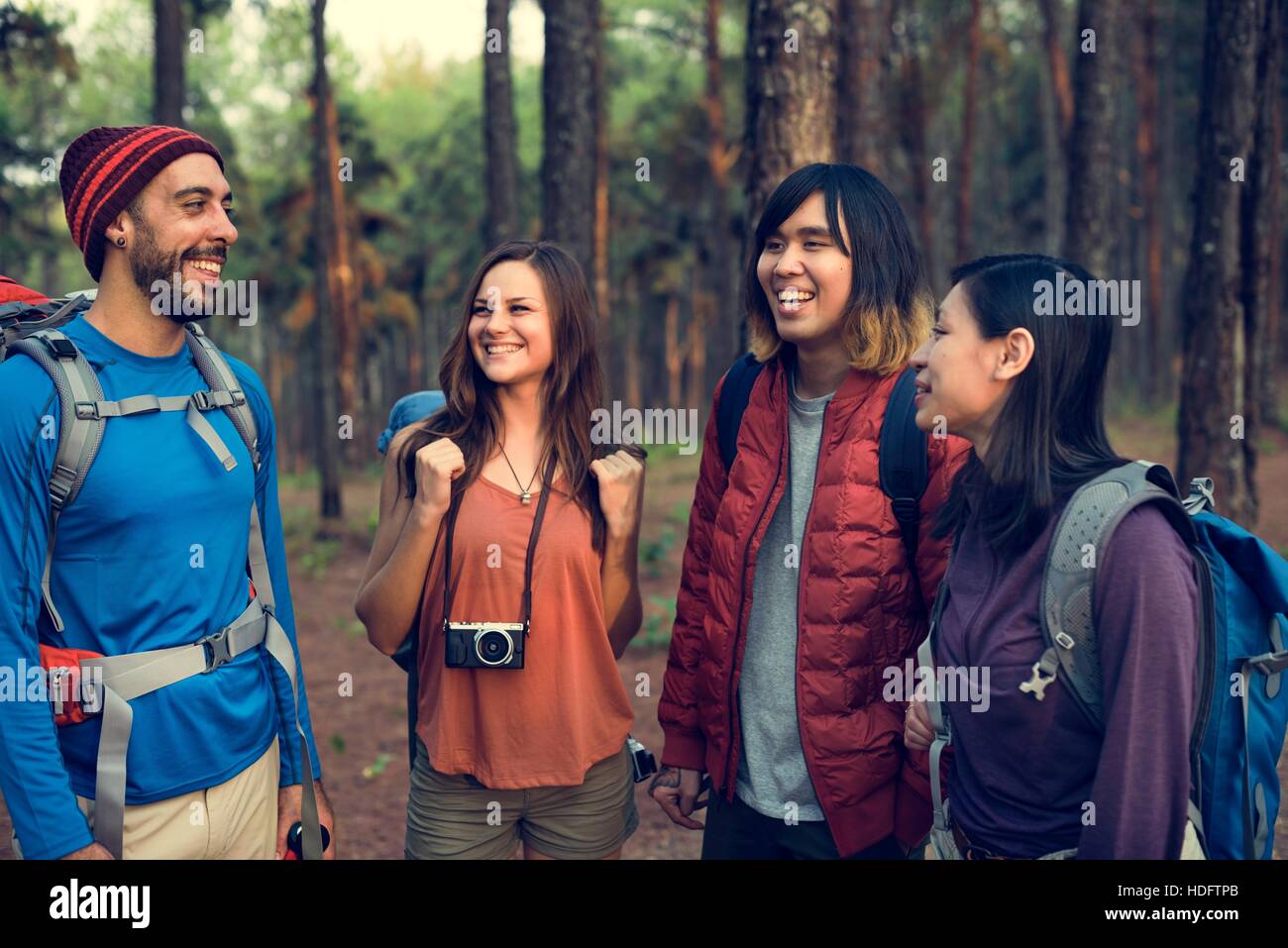 Friends Explore Nature Outdoors Concept Stock Photo - Alamy