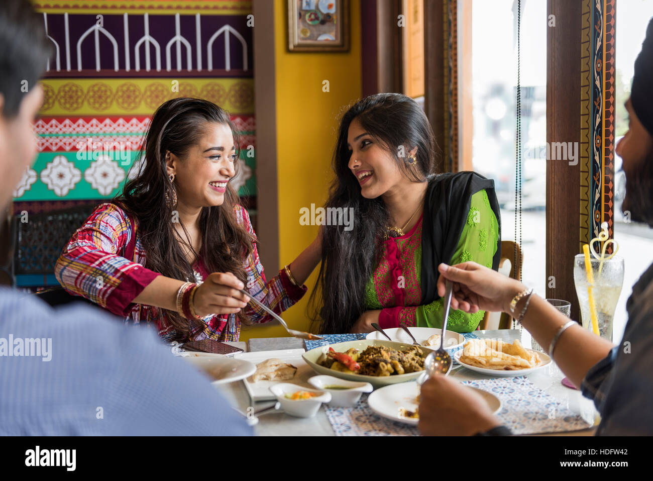 Indian Community Eating Restaurant Dining Concept Stock Photo - Alamy
