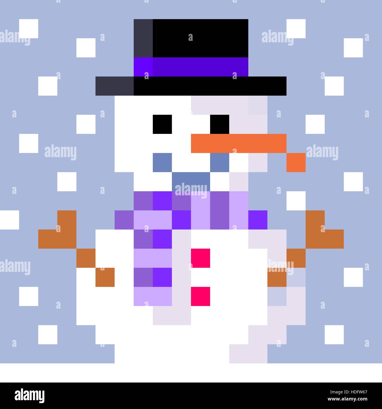 pixel art smiling snowman Stock Vector Image & Art - Alamy