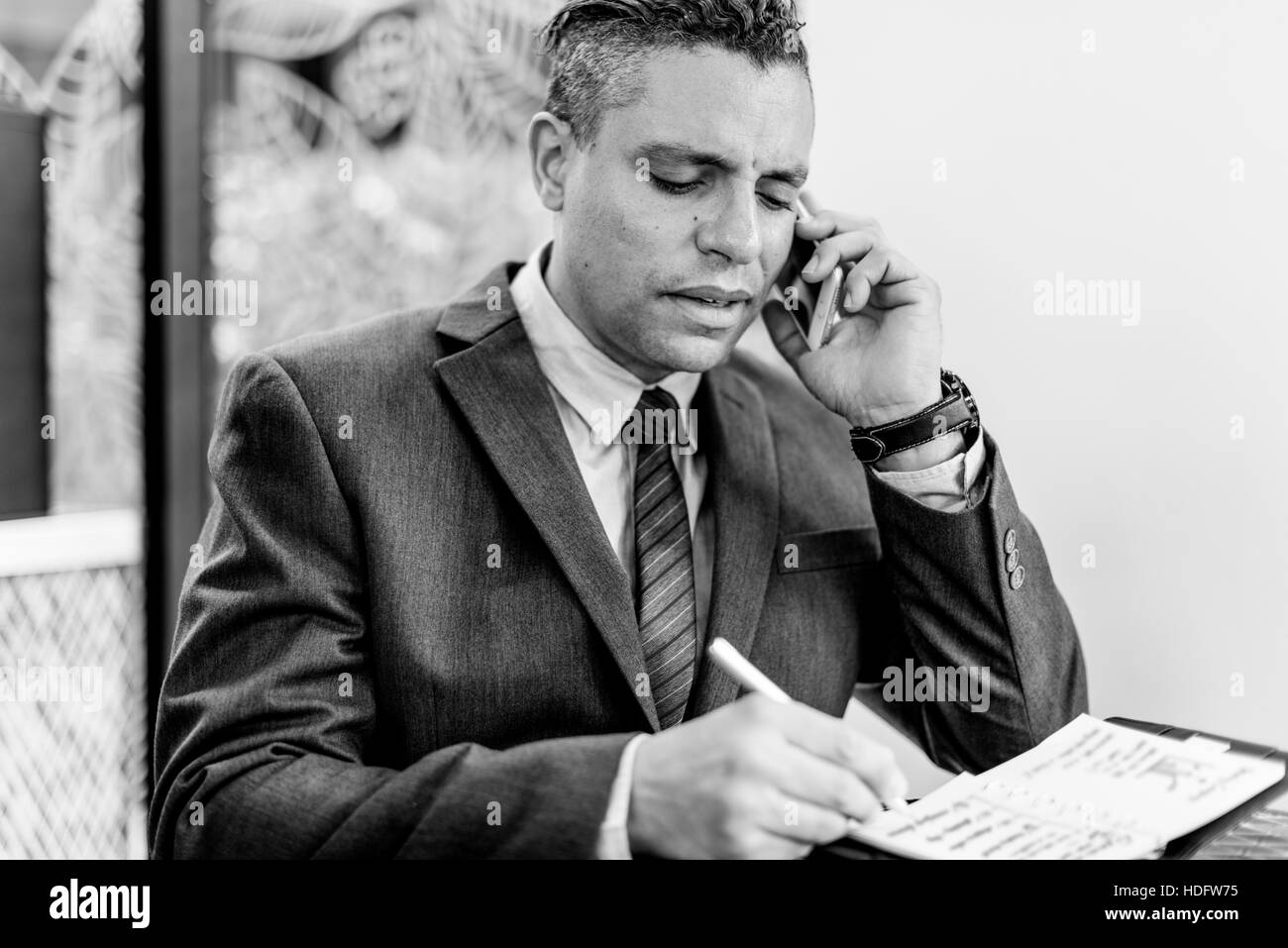 Man work business writing Black and White Stock Photos & Images - Alamy
