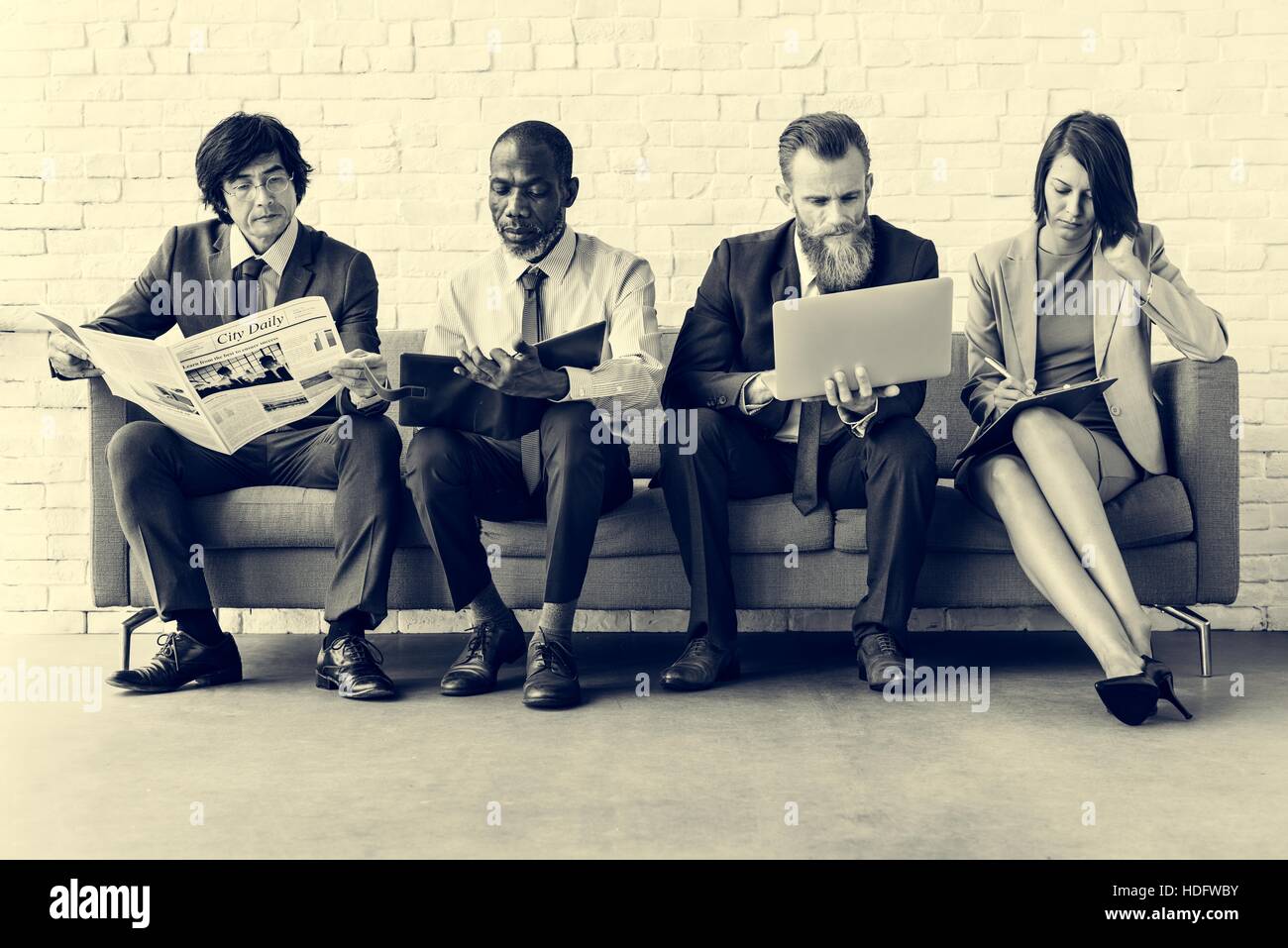 Business People Sitting Sofa Couch Unity Concept Stock Photo - Alamy