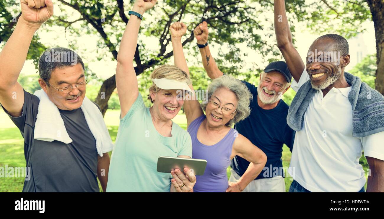 Group of Senior Retirement Friends Activity Concept Stock Photo - Alamy
