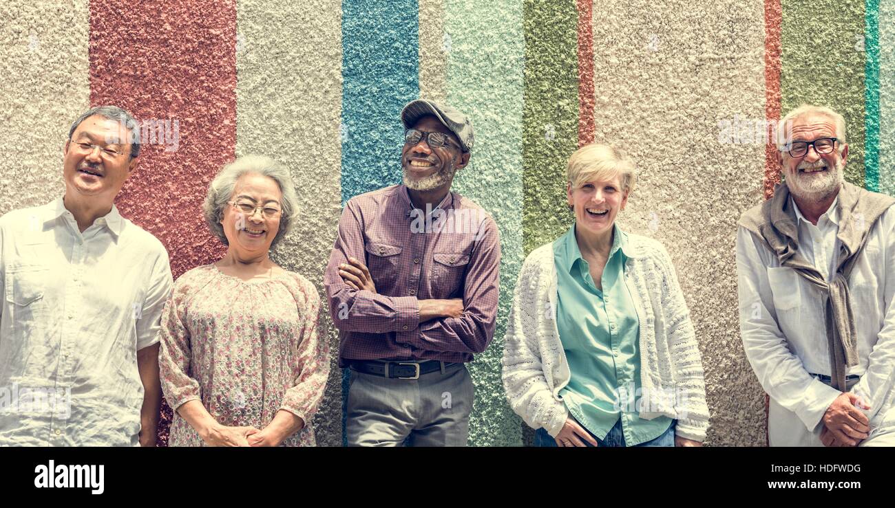 Group of Senior Retirement Friends Happiness Concept Stock Photo - Alamy