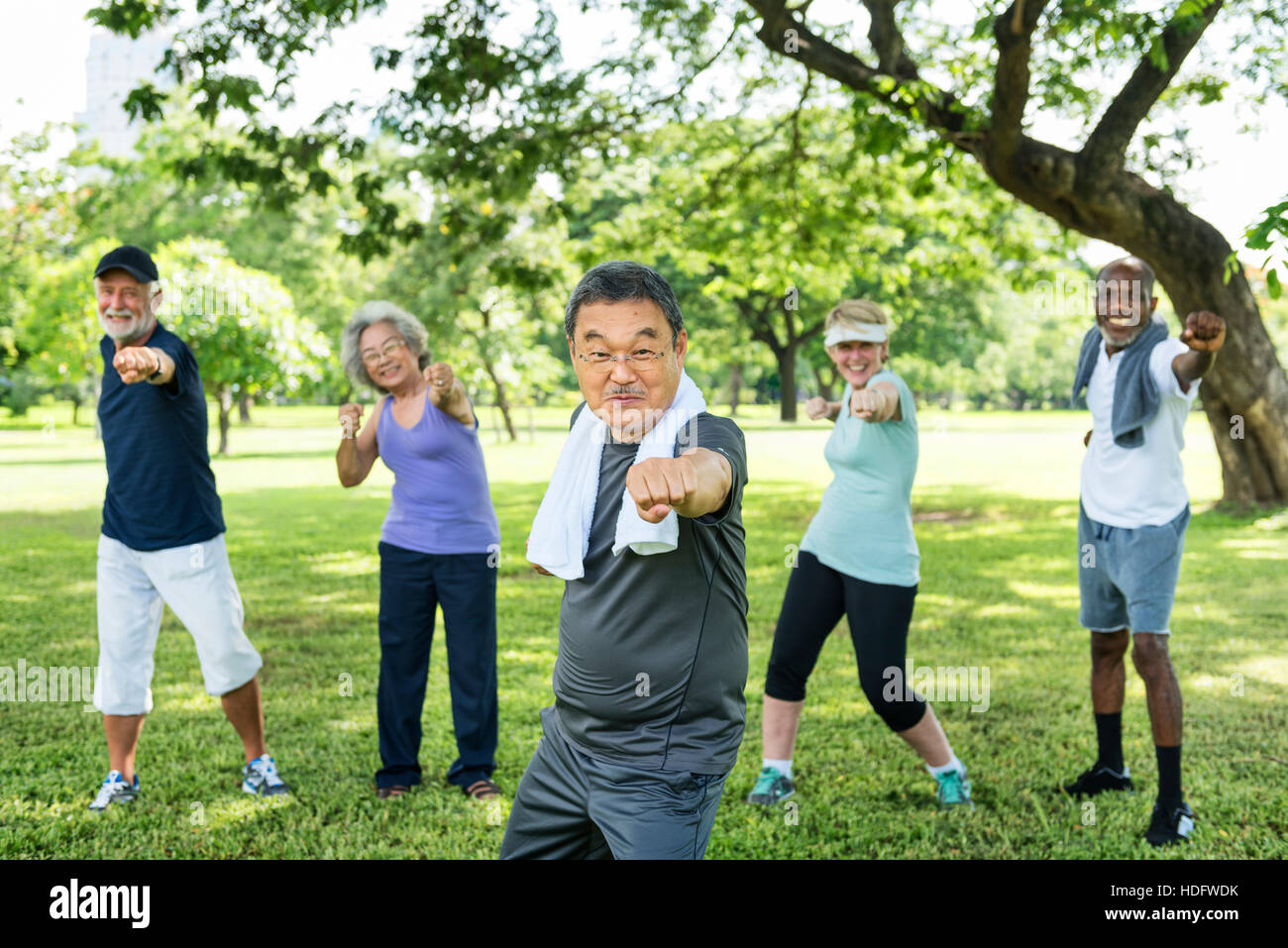 Senior Group Friends Exercise Relax Concept Stock Photo - Alamy