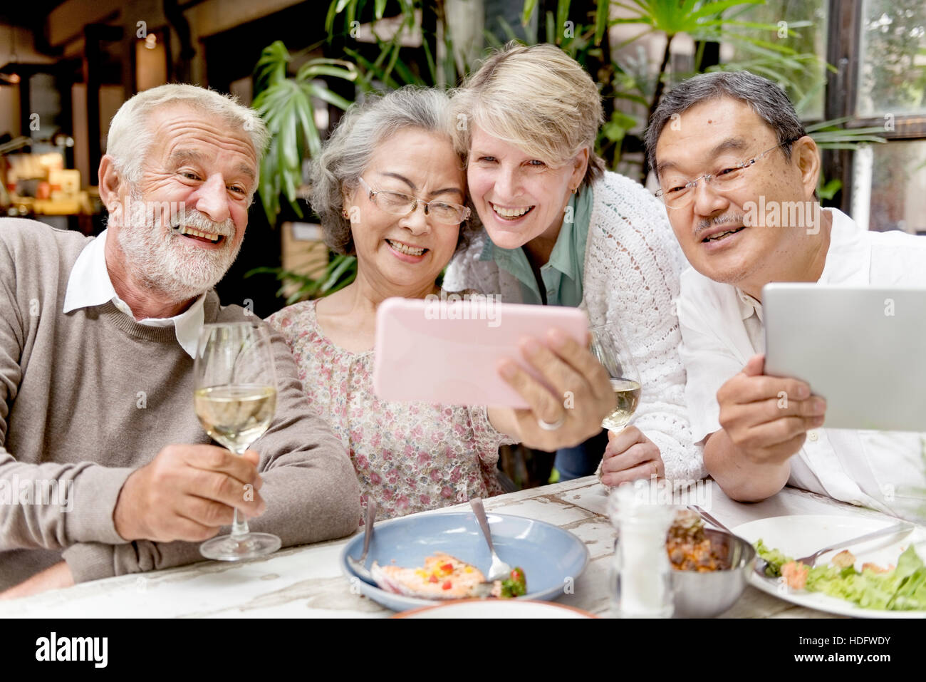 Group of Senior Retirement Meet up Happiness Concept Stock Photo - Alamy