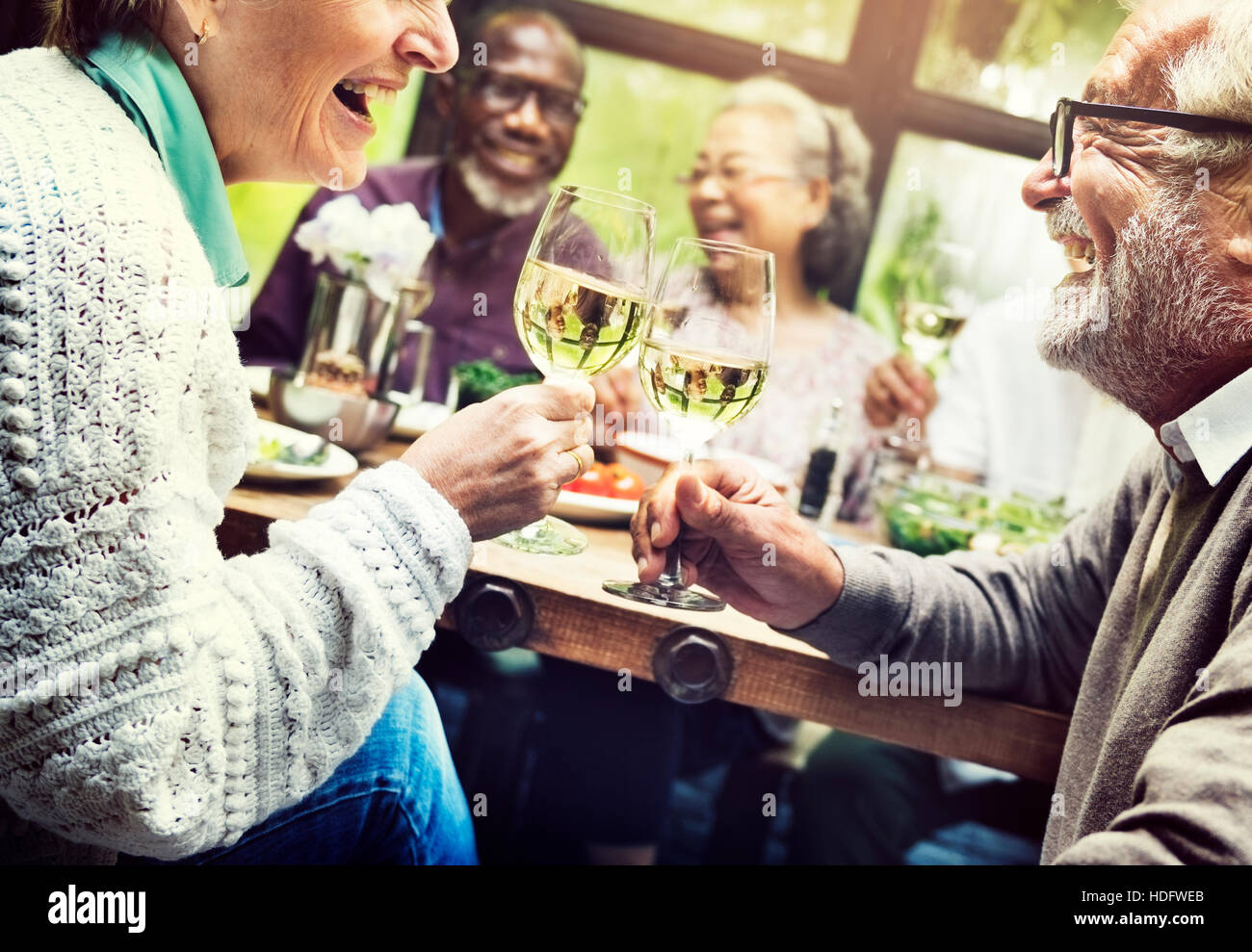 Group of Senior Retirement Meet up Happiness Concept Stock Photo - Alamy