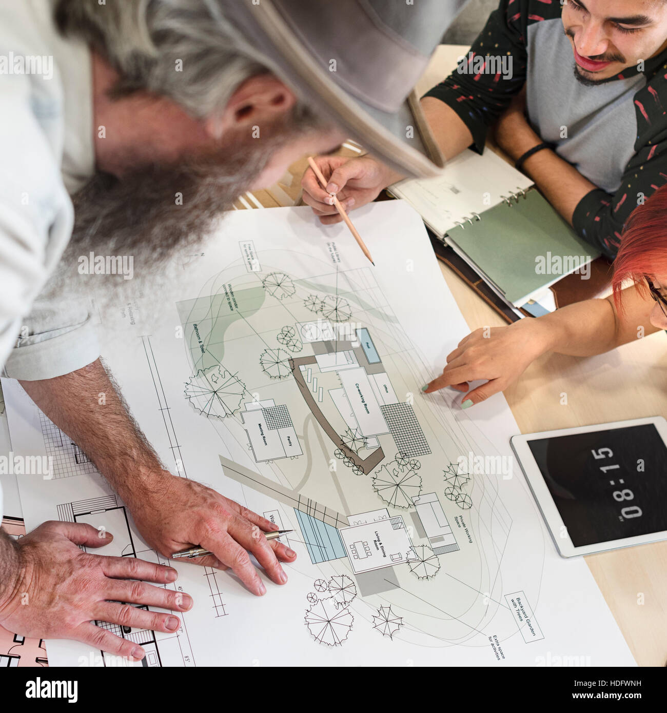 Design Studio Architect Creative Occupation Meeting Blueprint Concept ...