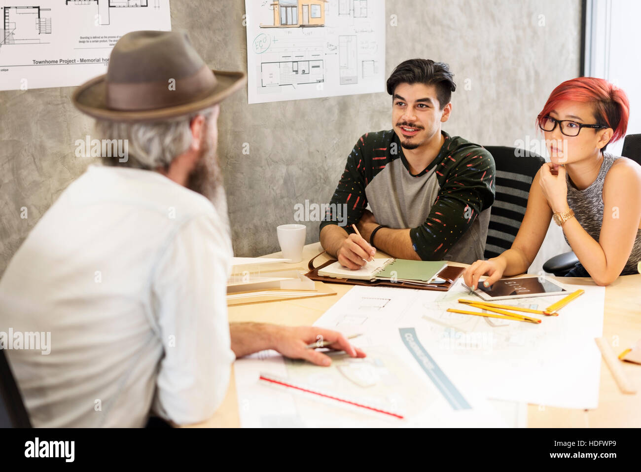 Design Studio Architect Creative Occupation Meeting Blueprint Concept ...