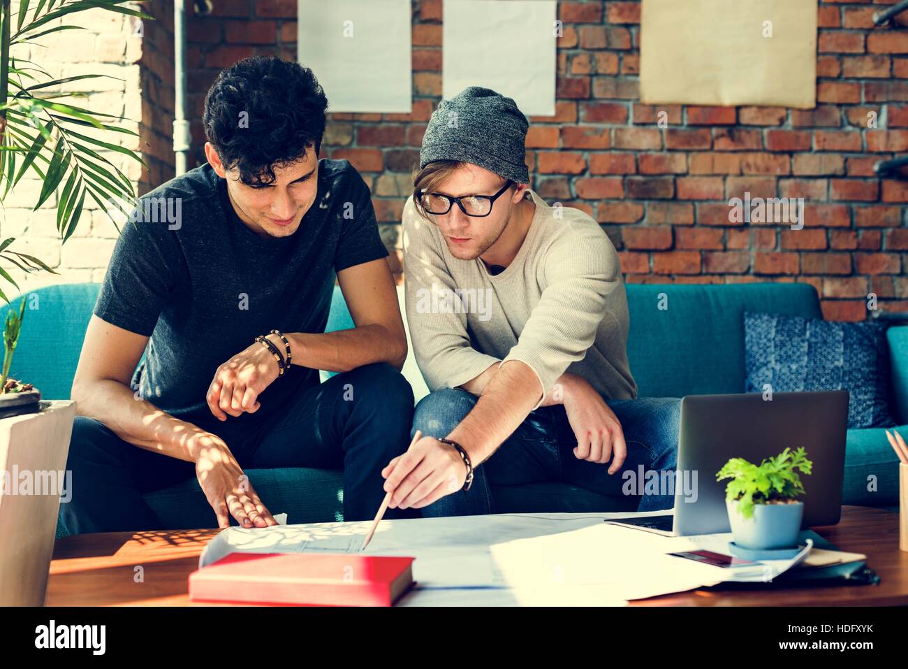 People Meeting Discussion Design Talking Blueprint Concept Stock Photo ...