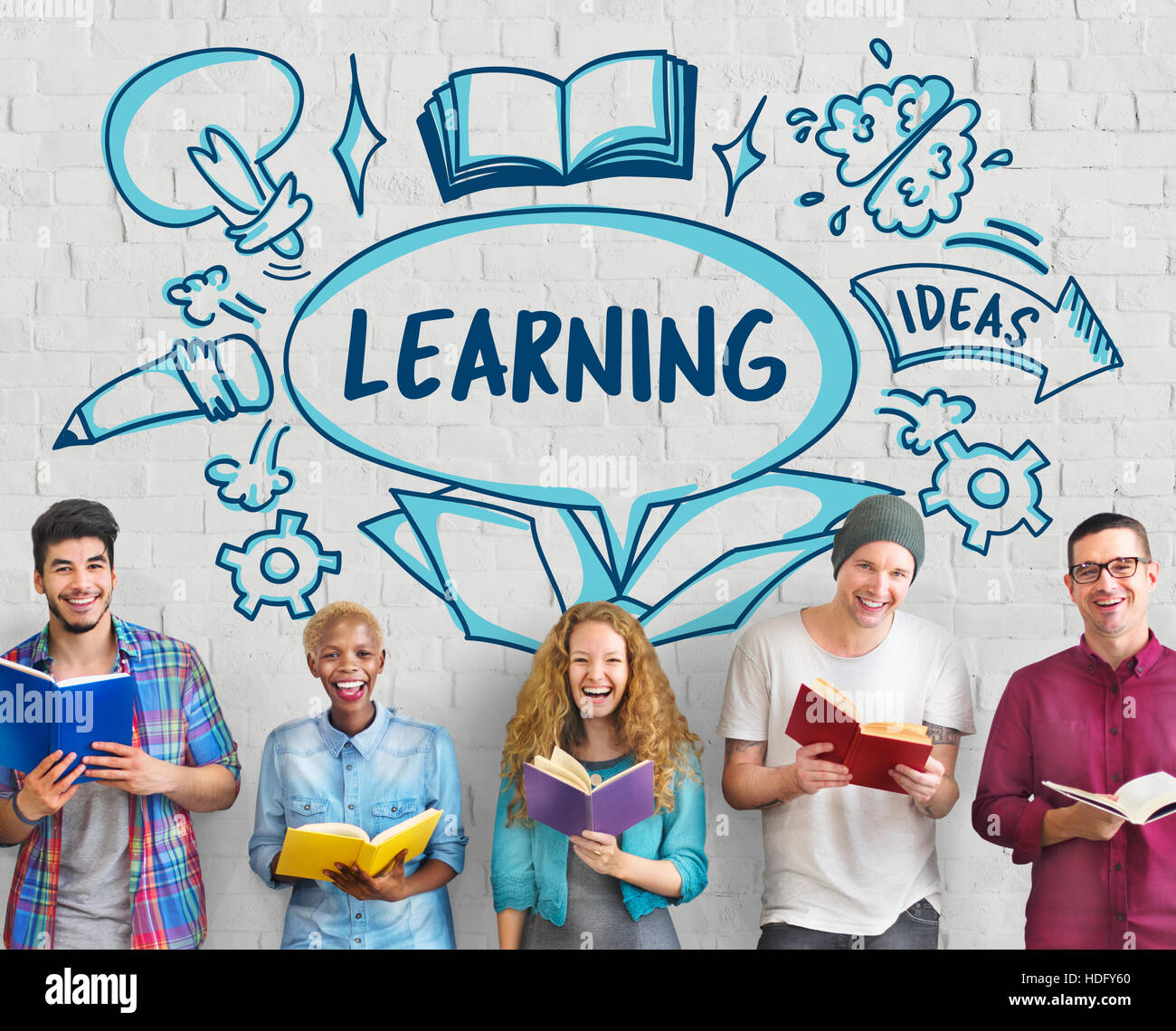 School Learning Outside Box Book Sketch Concept Stock Photo - Alamy