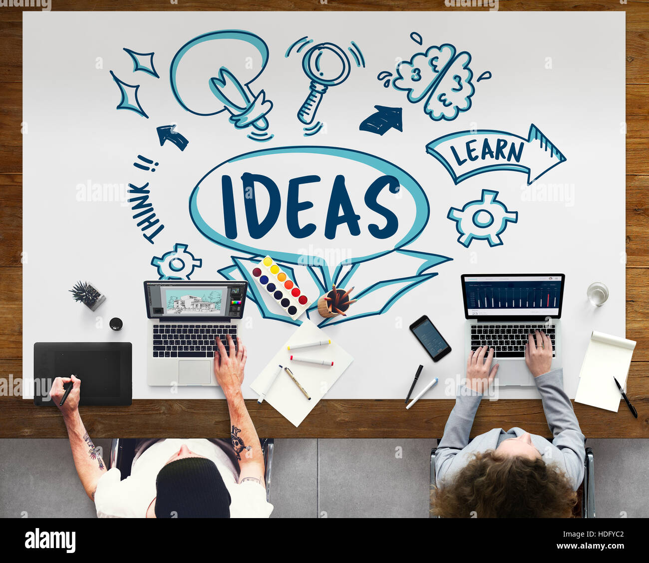Ideas Think Learn Icons Graphic Concept Stock Photo - Alamy