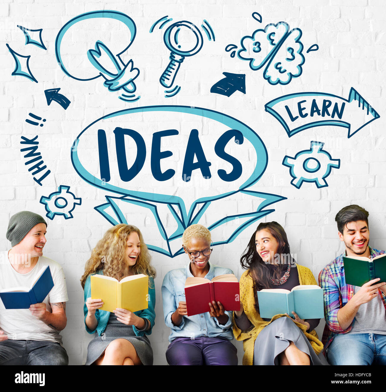 Ideas Think Learn Icons Graphic Concept Stock Photo - Alamy