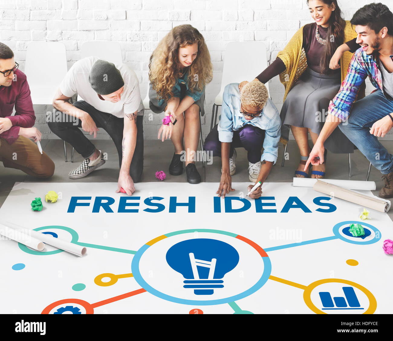 Ideas Development Icons Word Concept Stock Photo - Alamy