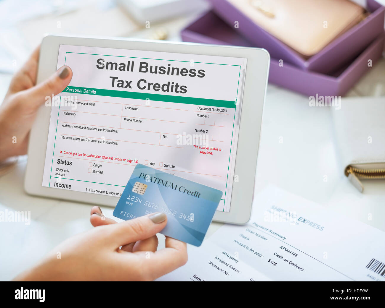 Small Business Tax Credits Claim Return Deduction Refund Concept Stock ...