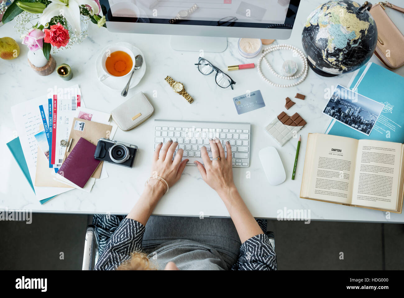 Working Workspace Womanism Female Girl Concept Stock Photo - Alamy