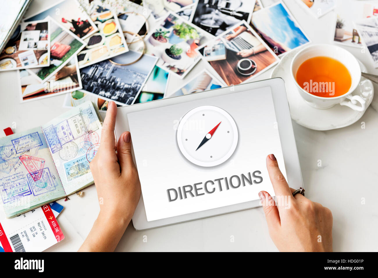 Directions Destination Location GPS Map Concept Stock Photo - Alamy