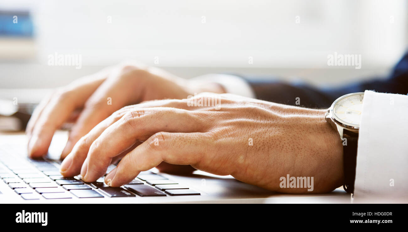 Businessman Typing Working Keyboard Laptop Concept Stock Photo - Alamy