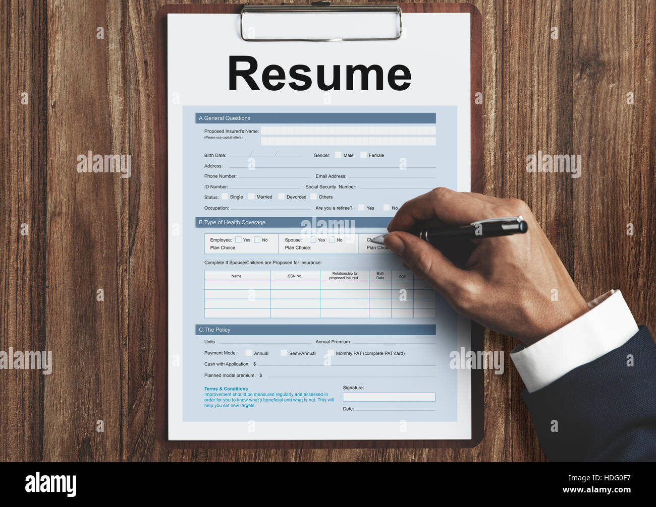Resume Apply Work Form Concept Stock Photo - Alamy