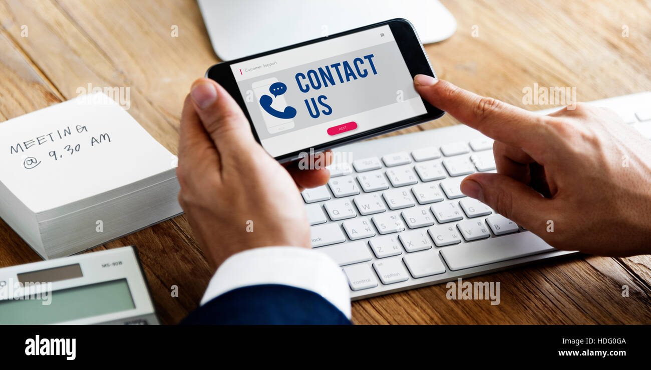 Mobile Phone Customer Service Concept Stock Photo - Alamy