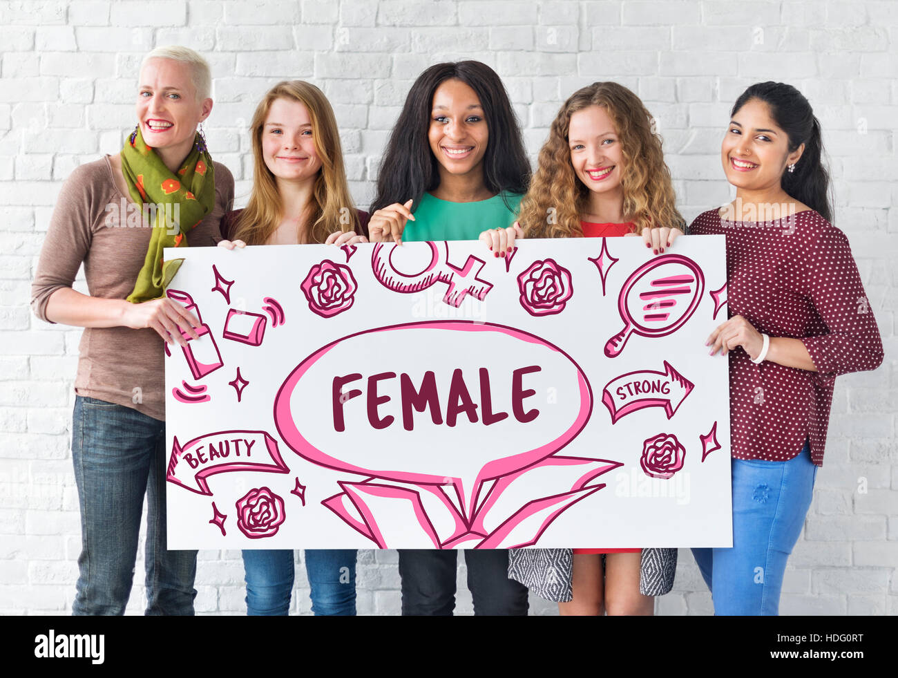 Girls drawing feminist symbol hi-res stock photography and images - Alamy