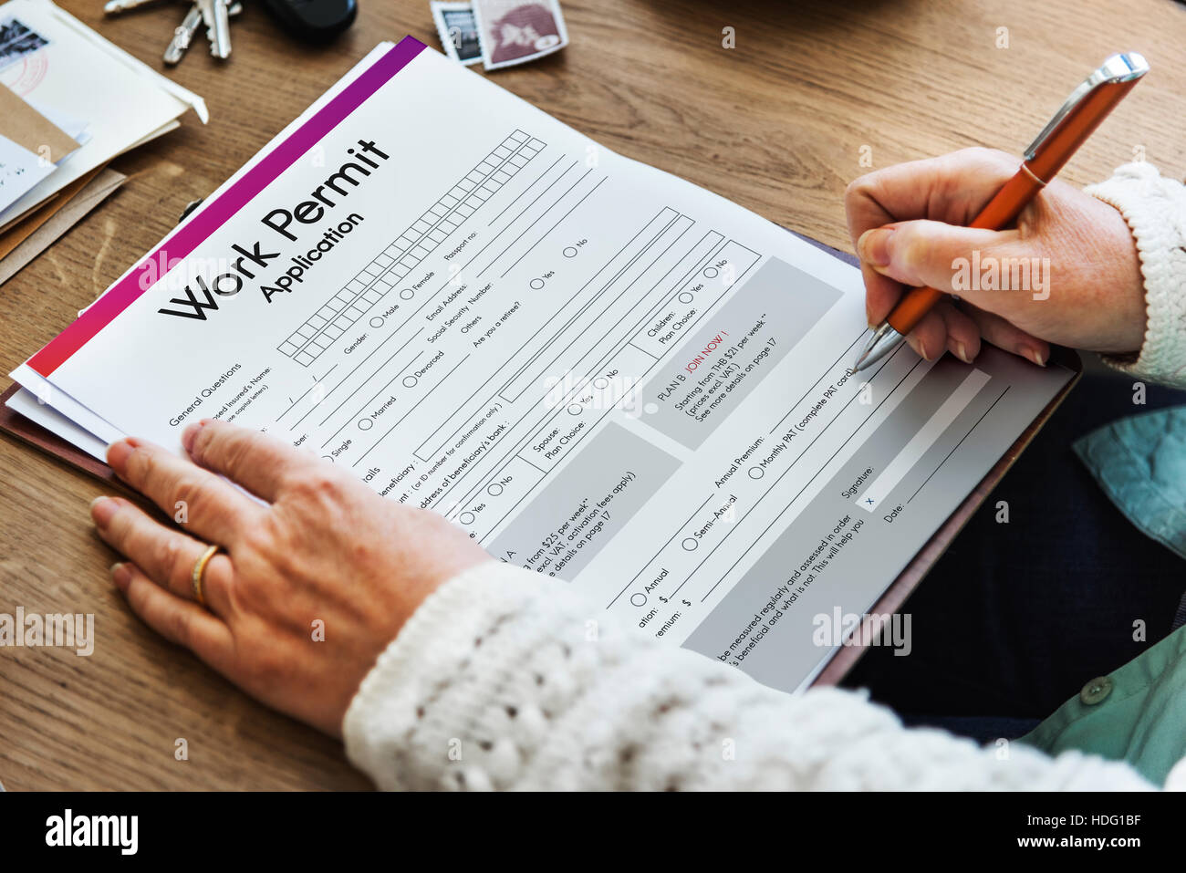 Work Permit Application Job Employment Concept Stock Photo - Alamy