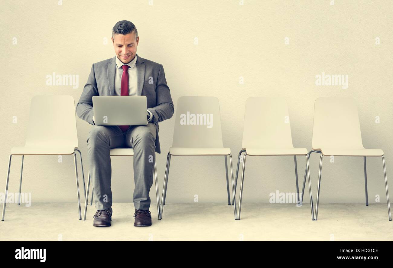 Businessman Using Laptop Connection Communication Concept Stock Photo ...