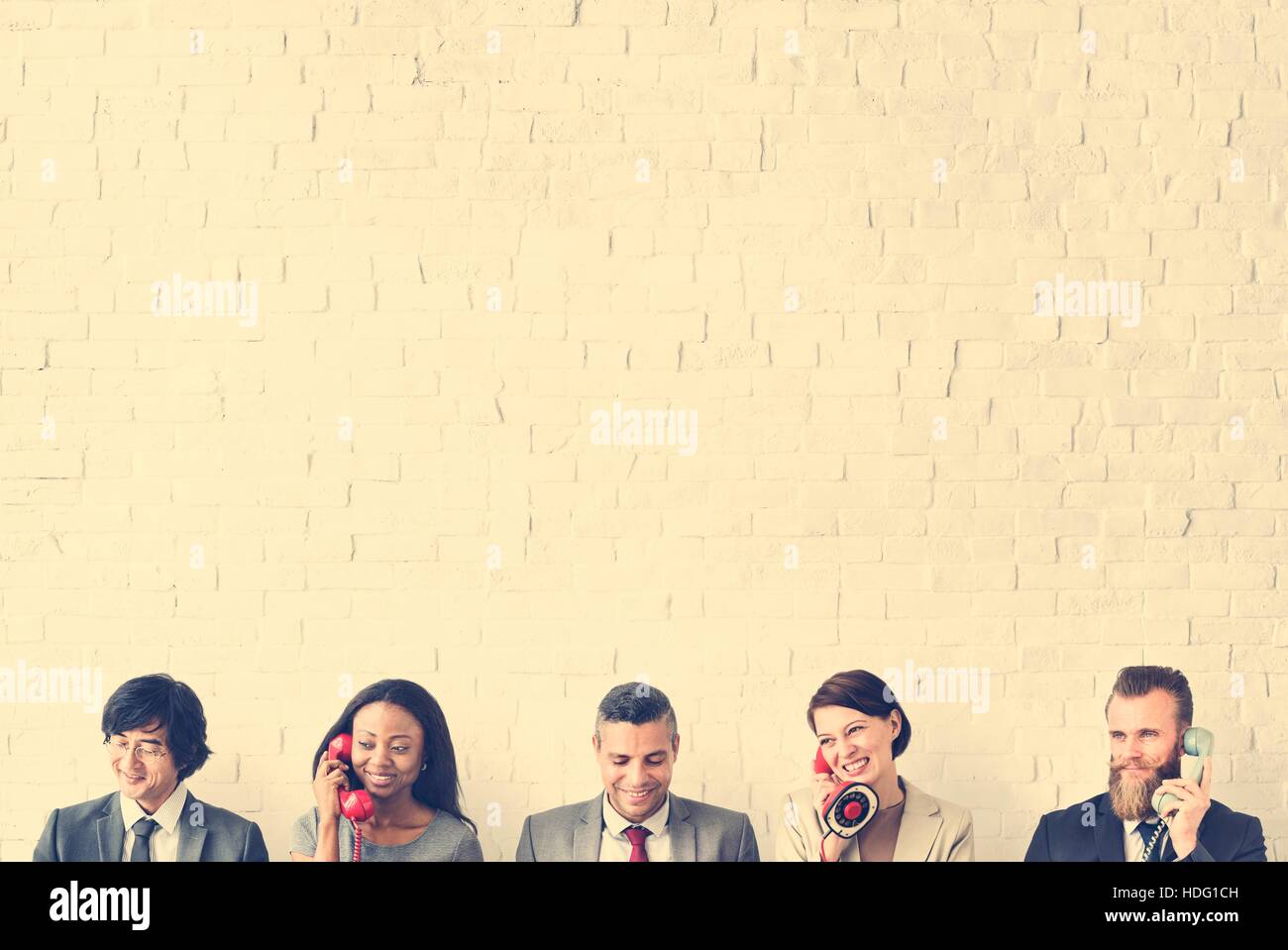 Business Team Working Using Vintage Objects Concept Stock Photo - Alamy