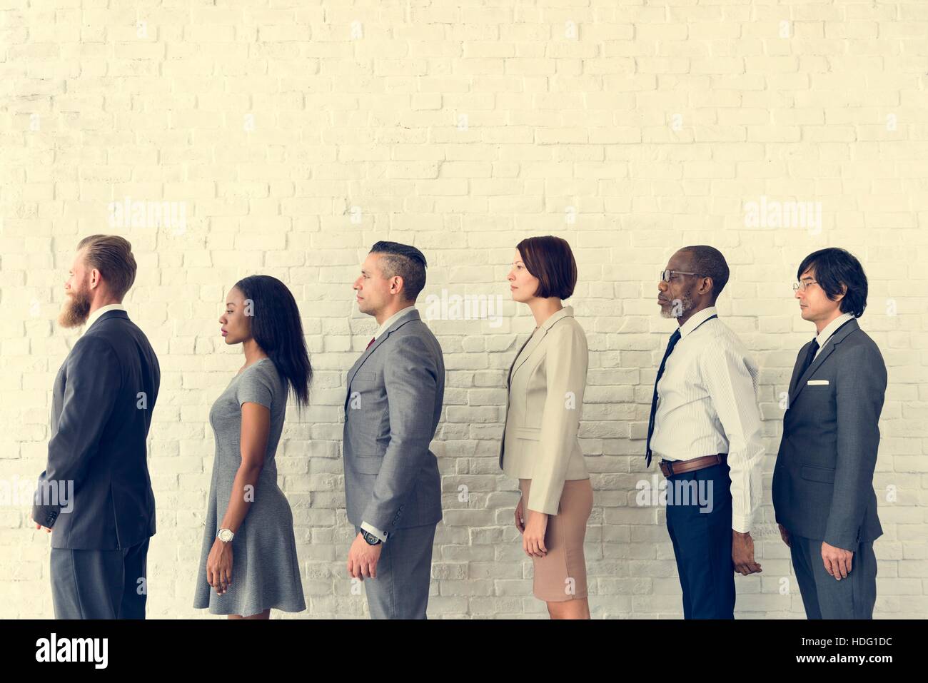 Business People Line up Waiting Standing Concept Stock Photo - Alamy