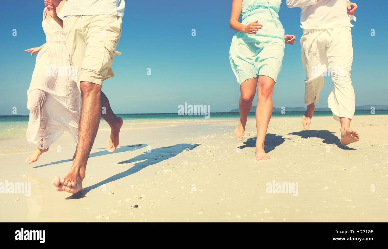 Couple Beach Cheerful Summer Vacation Tropical Concept Stock Photo - Alamy