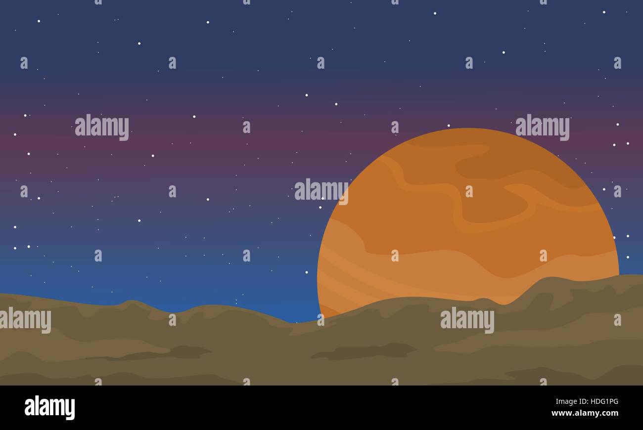 Desert outer space of landscape vector illustration Stock Vector Image ...