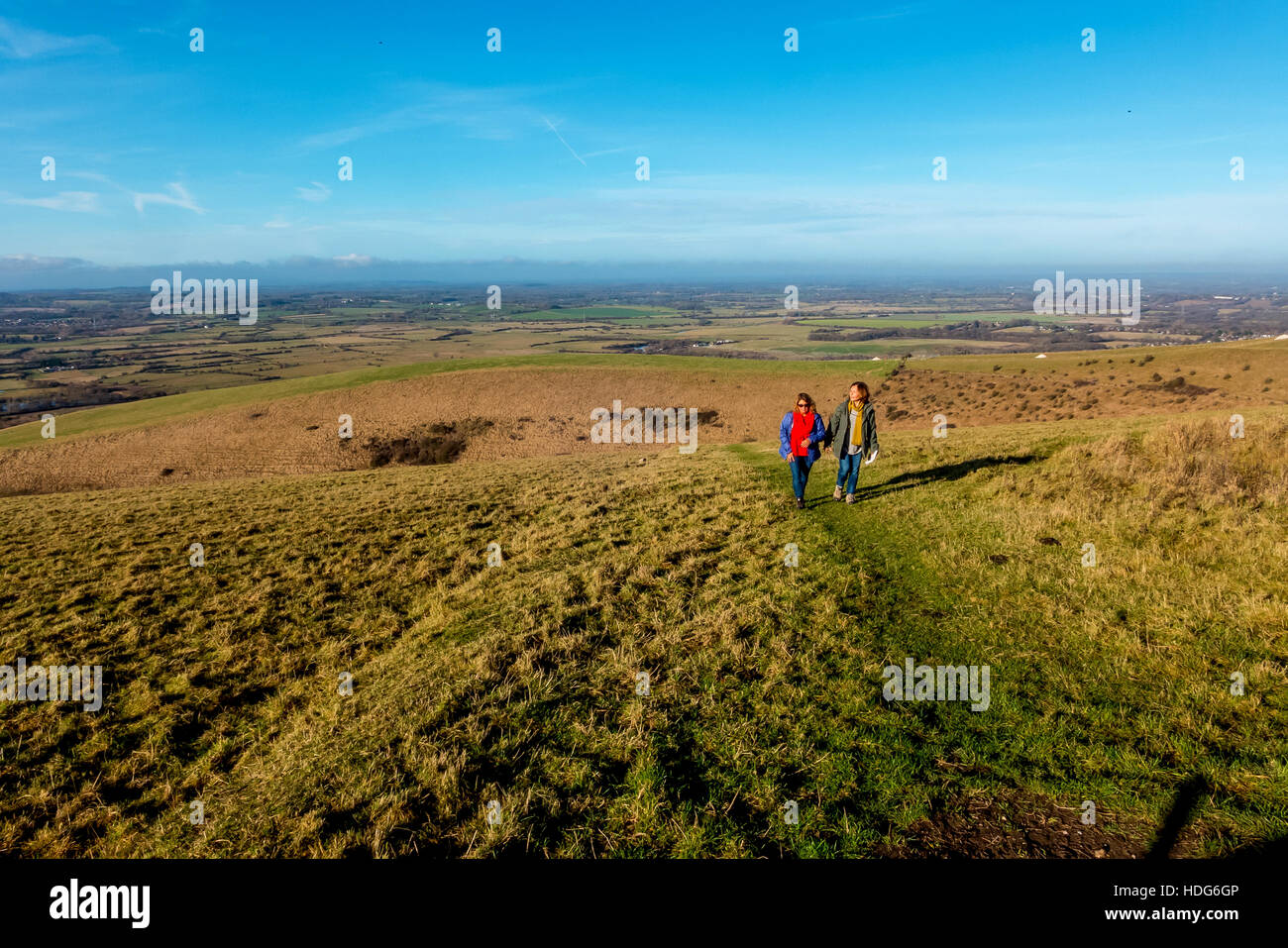 Upper Beeding, UK. 11th Dec, 2016. Walkers on the South Downs near ...