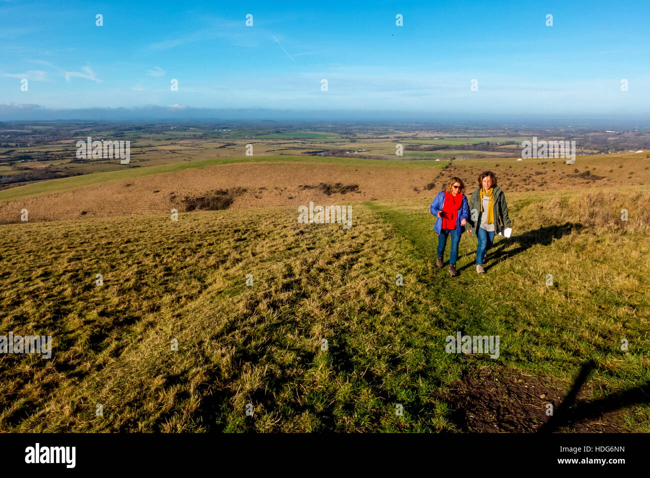 Upper Beeding, UK. 11th Dec, 2016. Walkers on the South Downs near ...