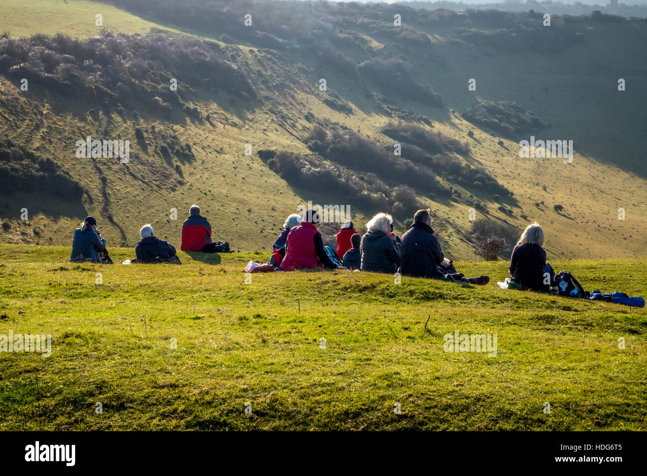 Upper Beeding, UK. 11th Dec, 2016. Walkers on the South Downs near ...