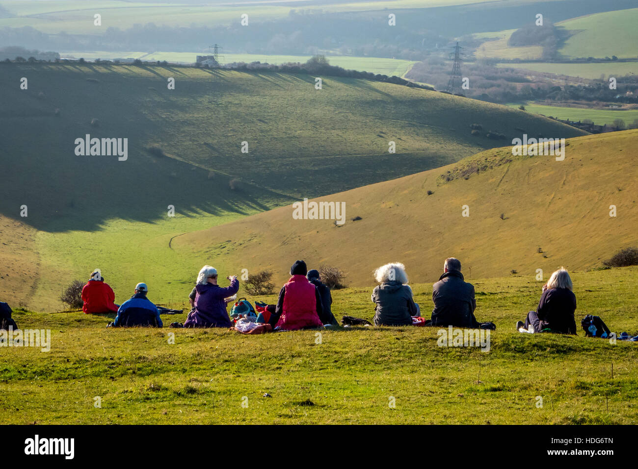 Upper Beeding, UK. 11th Dec, 2016. Walkers on the South Downs near ...