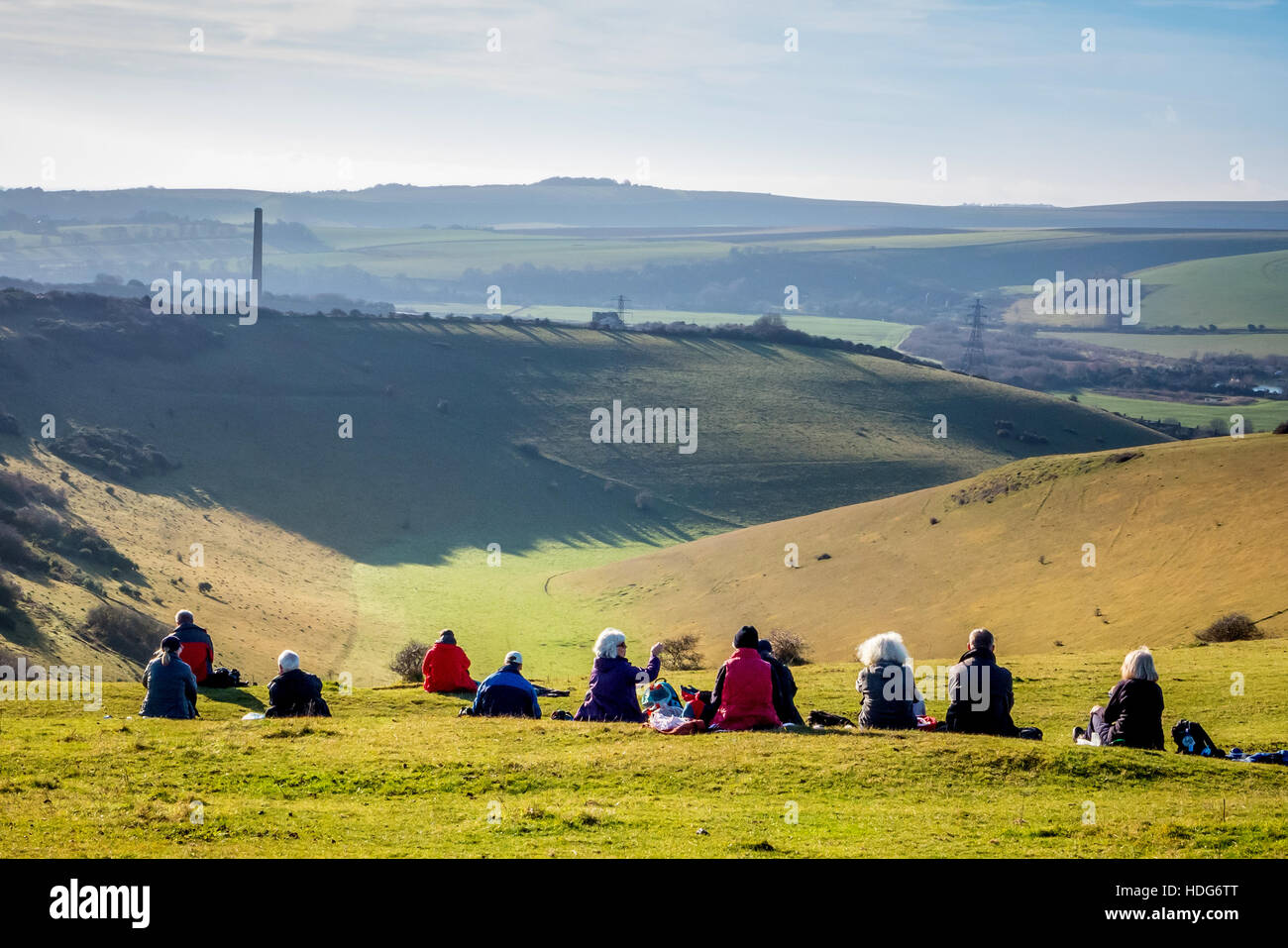 Upper Beeding, UK. 11th Dec, 2016. Walkers on the South Downs near ...
